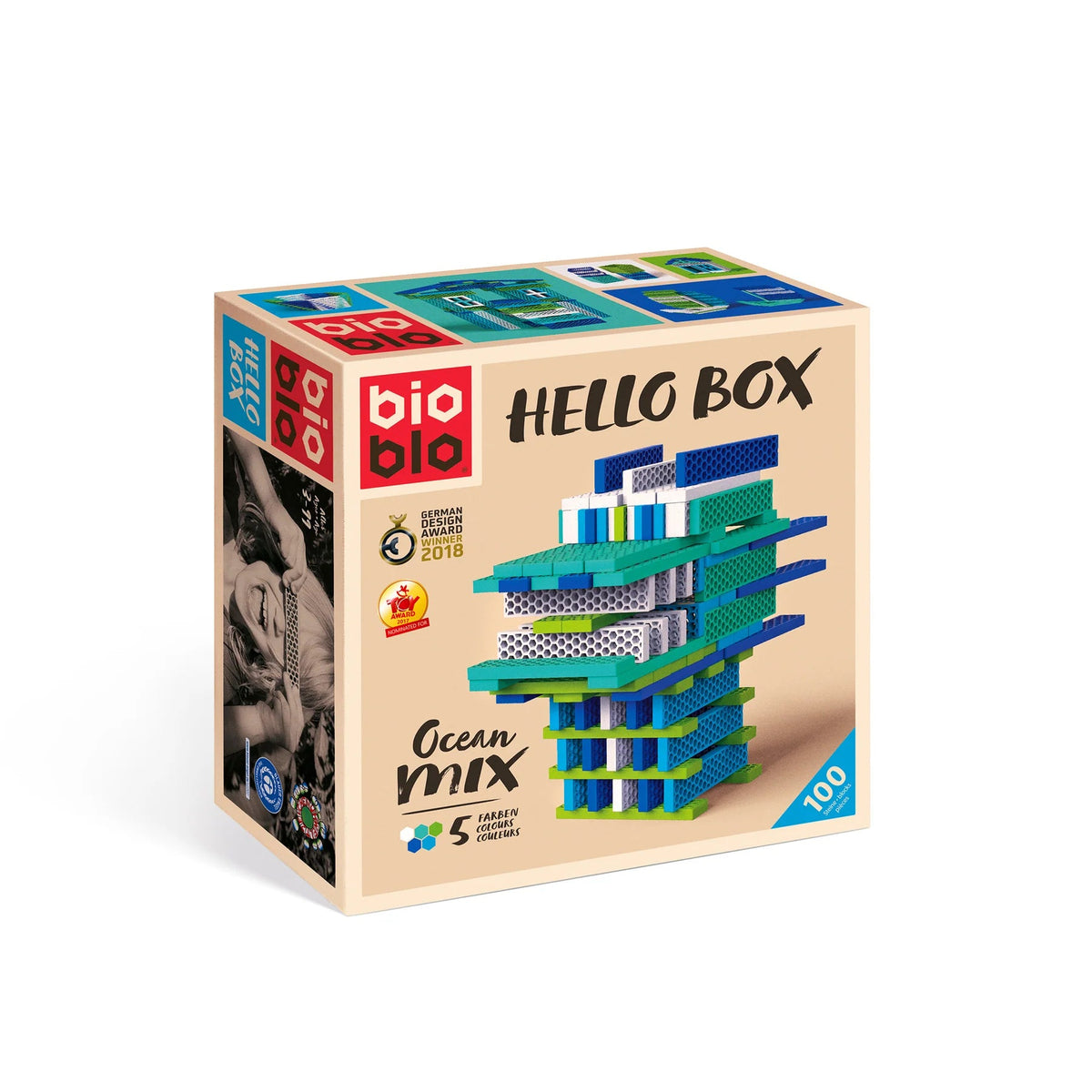 Hello Box "Ocean-Mix" mit 100 Bausteinen - Bioblo – Little Baby Pocket